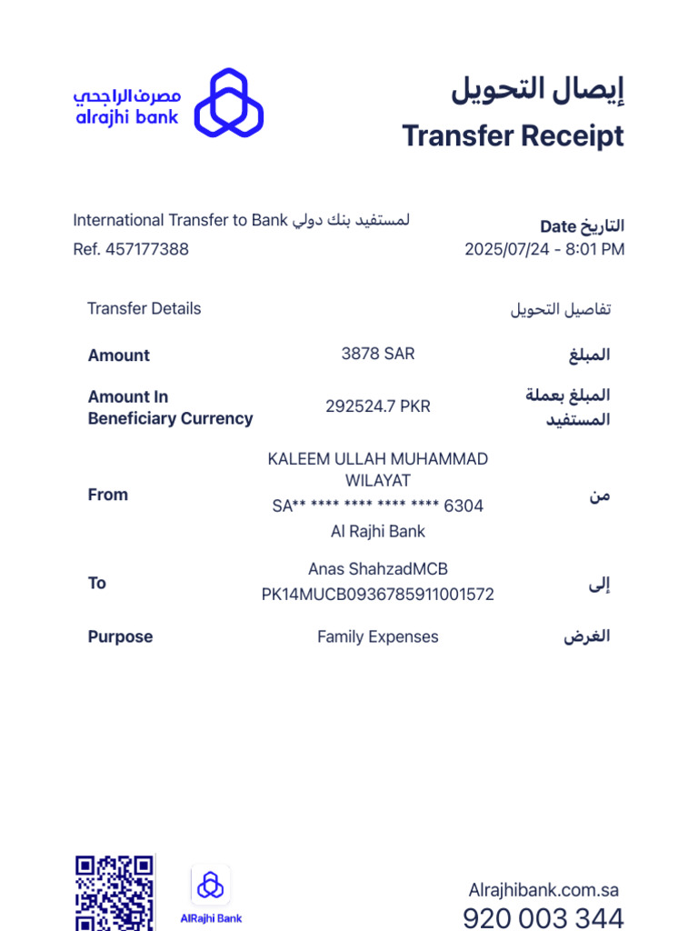 International Bank Transfer Receipt | PDF