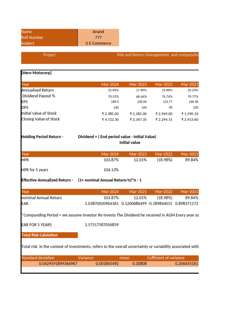Stock Analysis: Returns & Risks Overview | PDF | Variance | Investing
