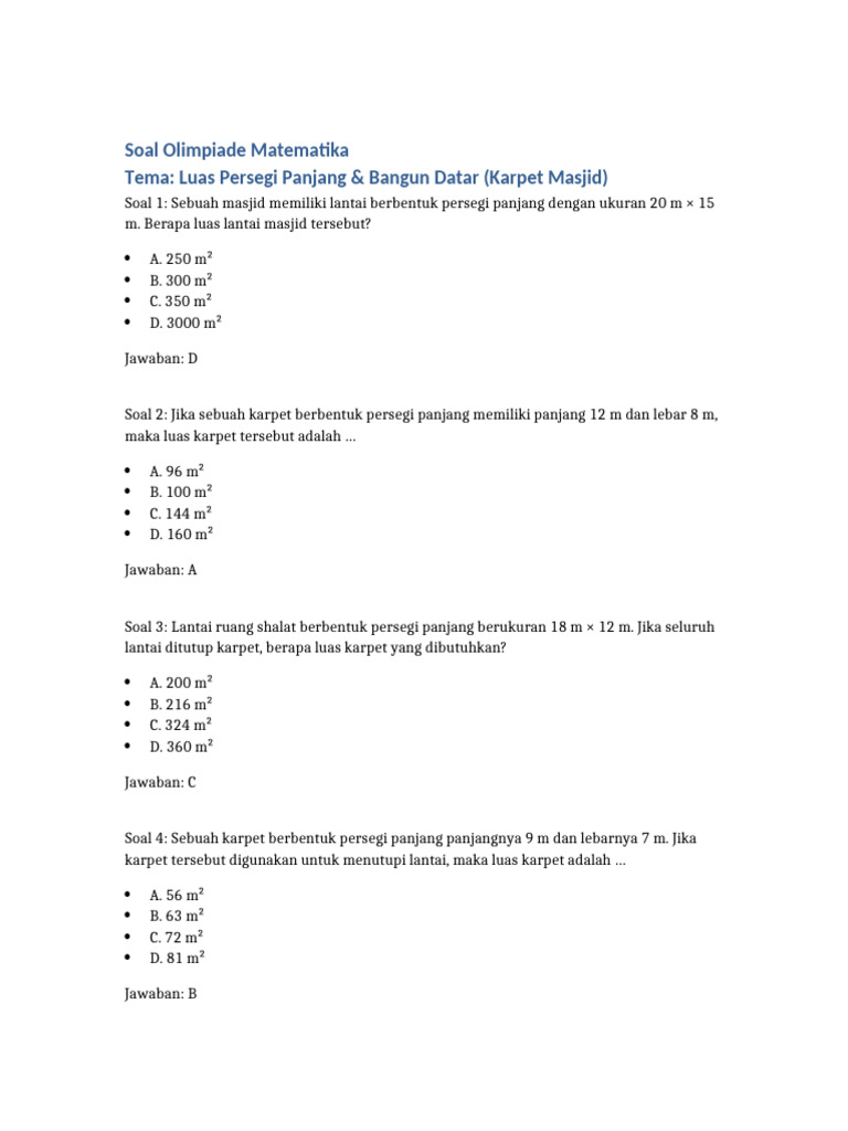 Soal Olimpiade Luas Persegi Panjang | PDF