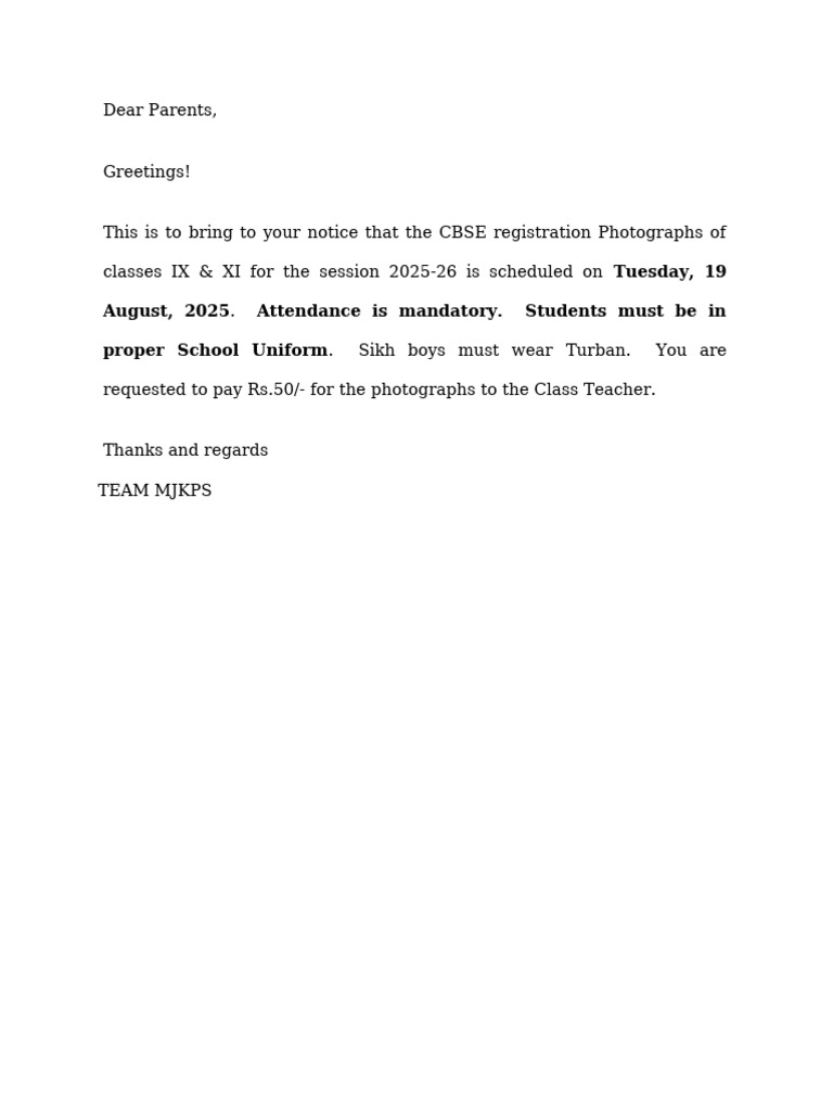 CBSE Registration Photographs | PDF