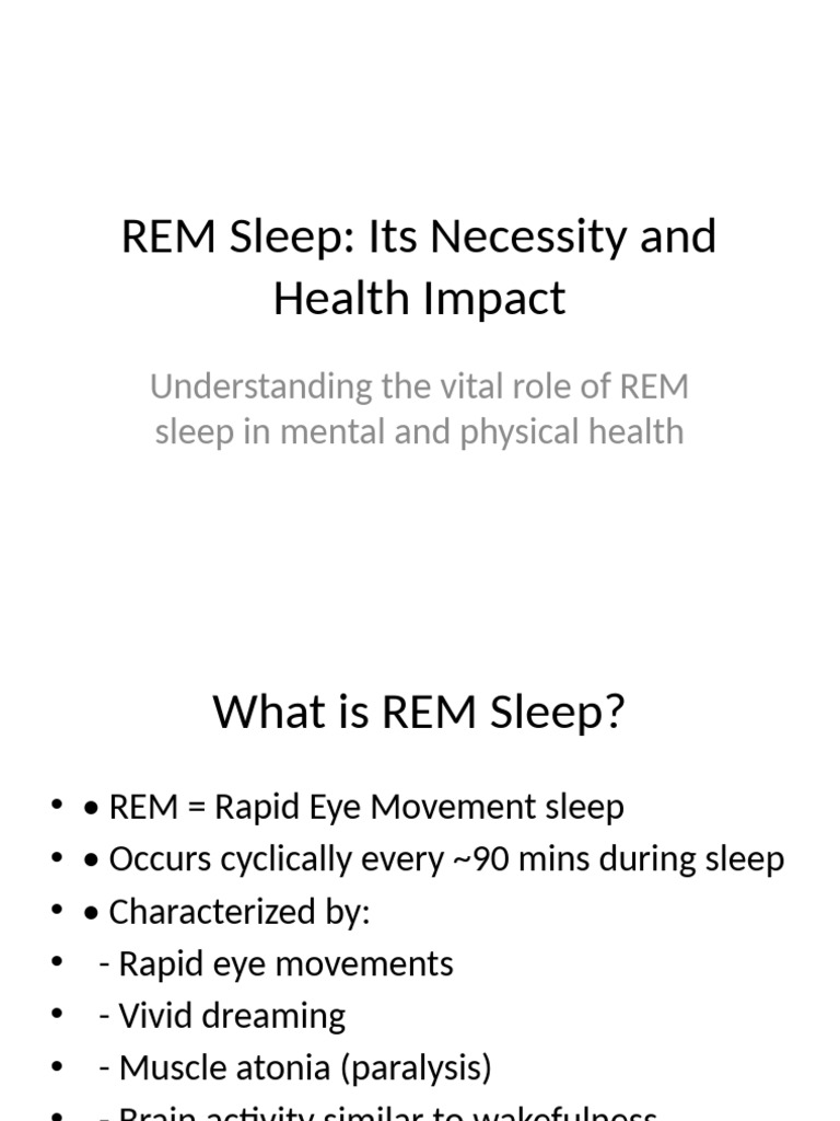 Importance of REM Sleep for Health | PDF