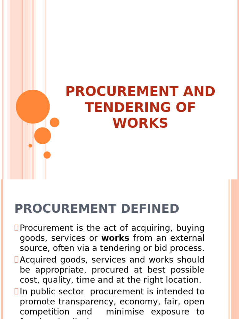 Procurement of Works | PDF | Public–Private Partnership | Procurement