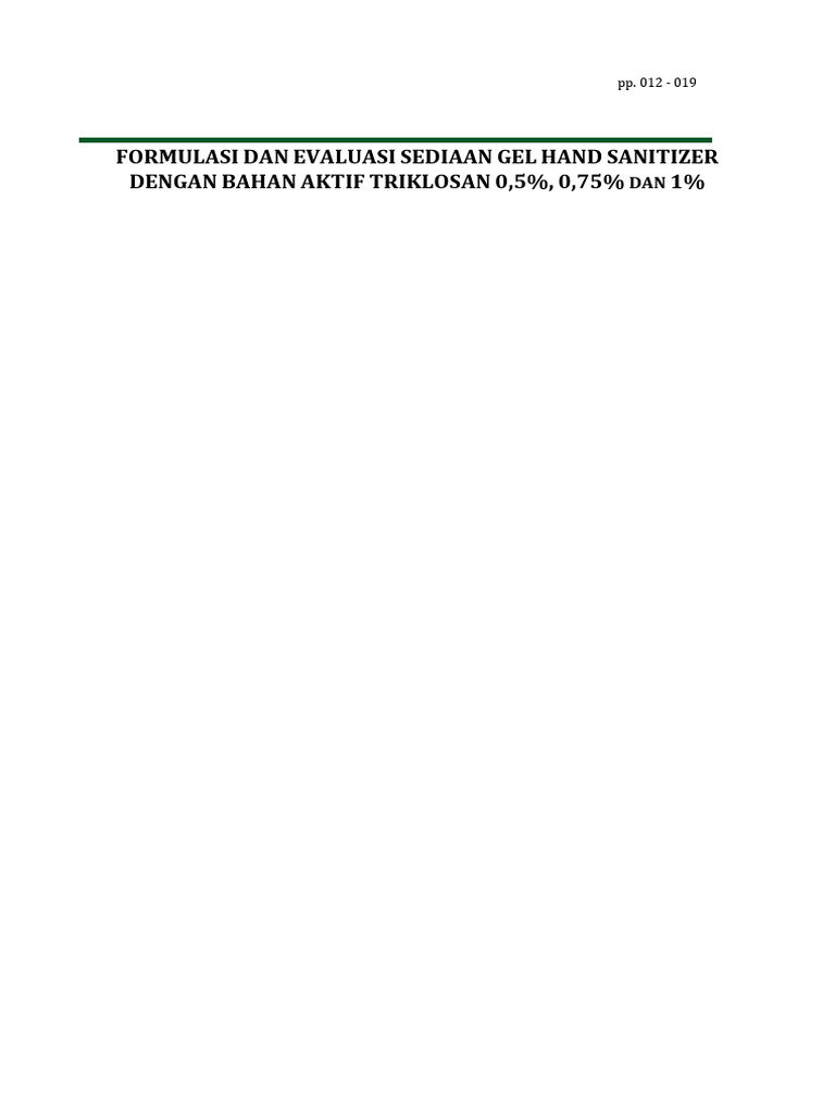 Formulasi Gel Hand Sanitizer Triklosan | PDF