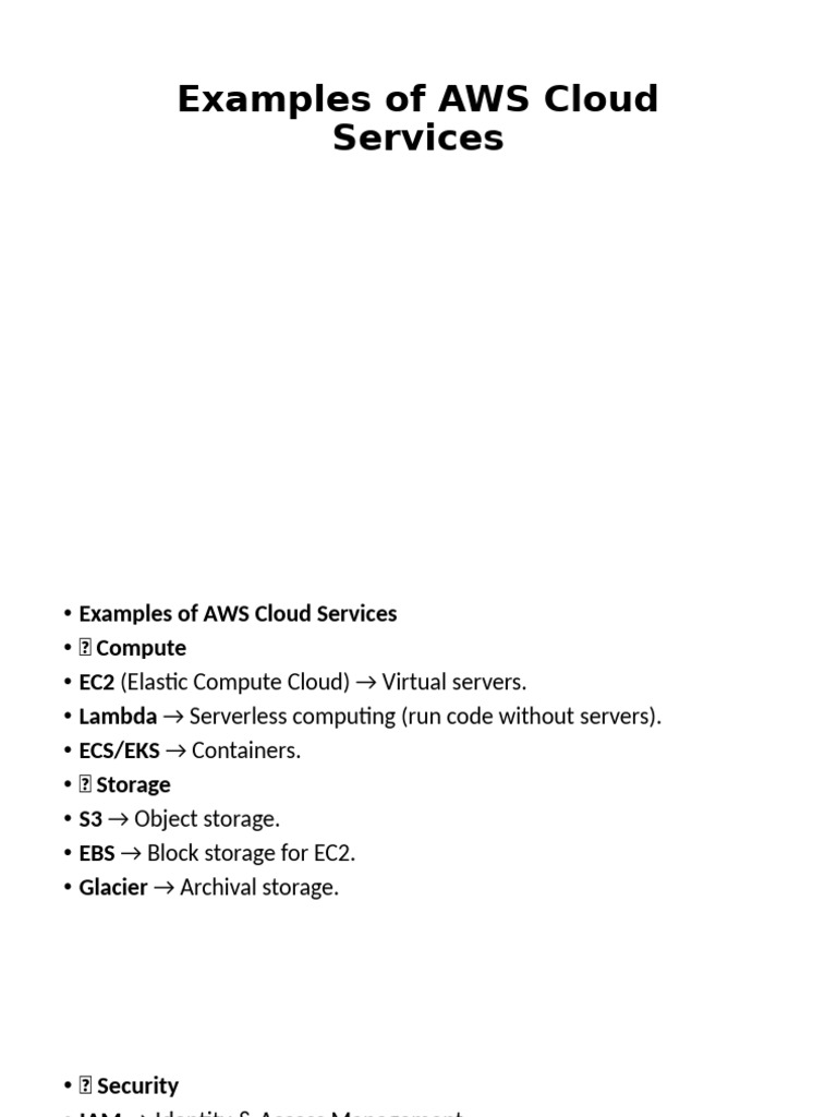 Examples of AWS Cloud Services | PDF
