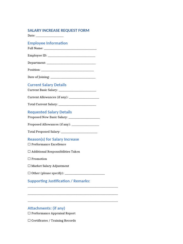 Salary Increase Request Form | PDF