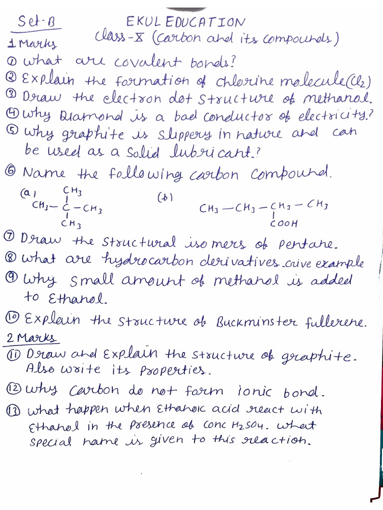 Carbon and Its Compound Test | PDF