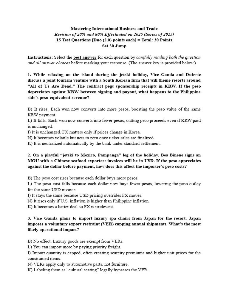 Mastering IBT Series of 2025 Test Questions Set 30 Jump | PDF | Euro ...