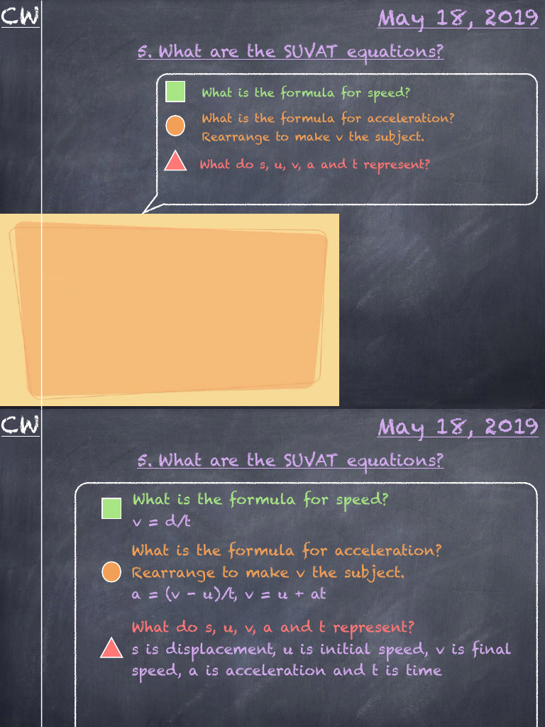 What Are The Suvat Equations Lesson | PDF | Speed | Acceleration