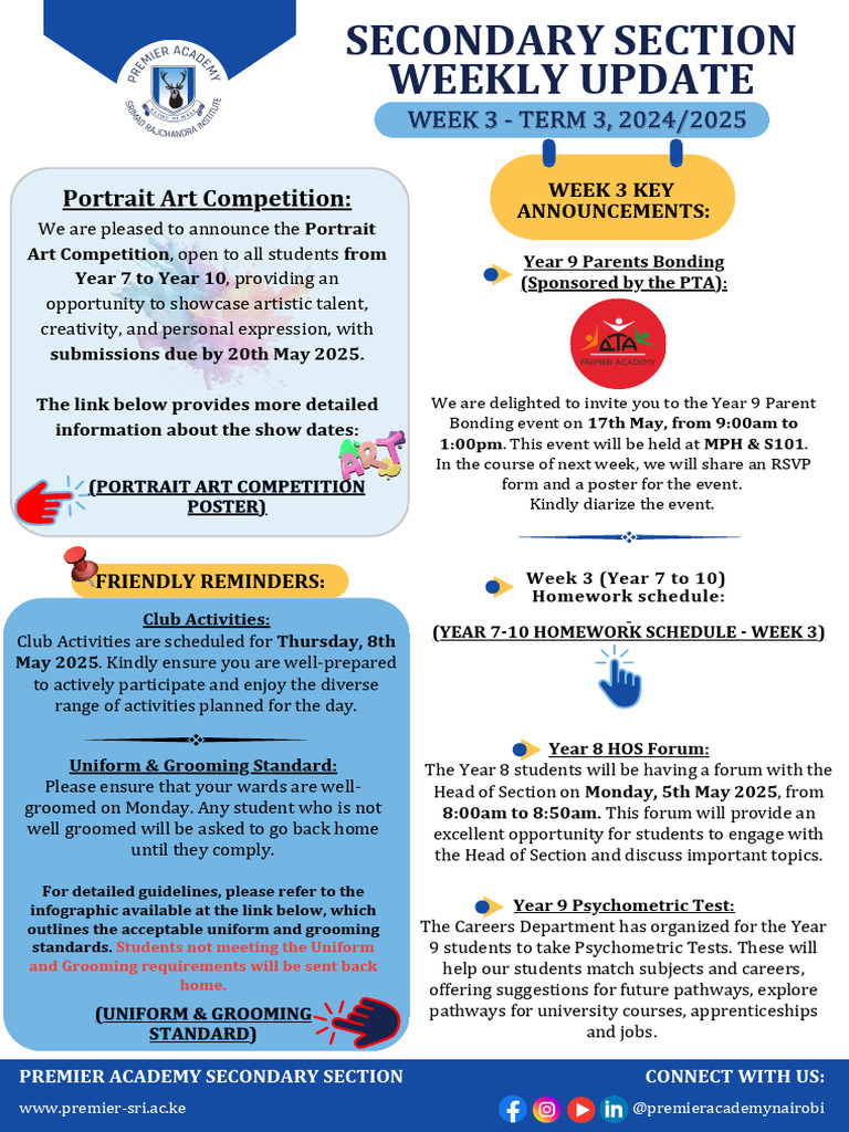 Secondary Section Week 3 Term 3 Update - 2024-2025 | PDF