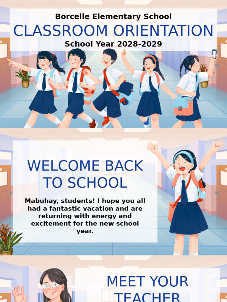 School Class Orientation Educational Presentation in Blue and White ...