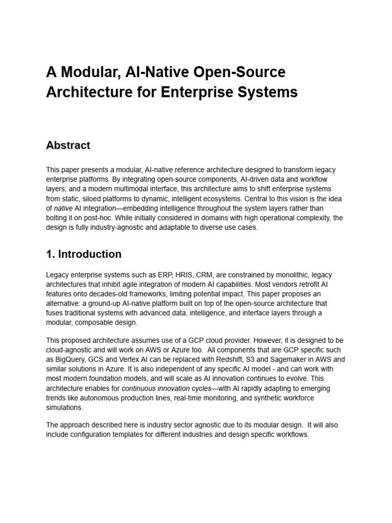AI-Native Open-Source Enterprise Architecture | PDF | Enterprise ...