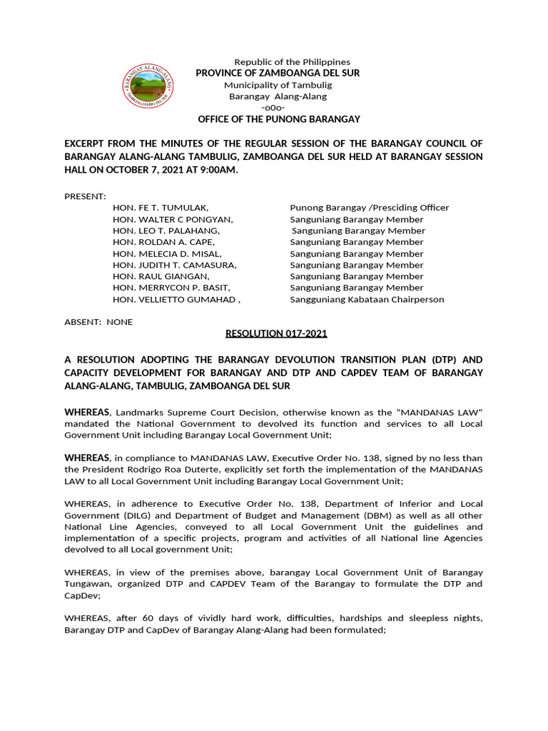 017-2021 Mandanas Resolution | PDF | Governance | Government