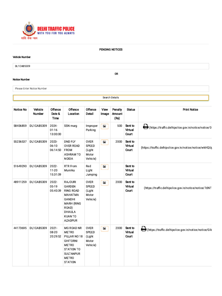 Notice Branch Traffic Enforcement System | PDF