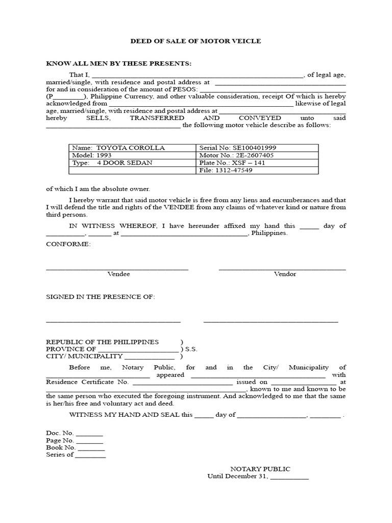 Motor Vehicle Sale Agreement | PDF | Automotive Industry | Vehicles