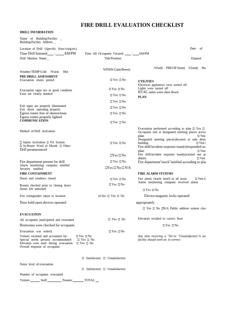 Fire Drill Eval-Wps Office | PDF