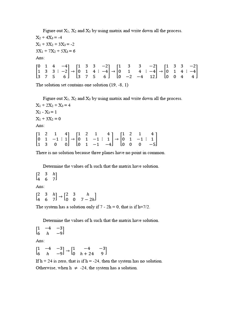 Matrix Solutions for X1, X2, X3 | PDF