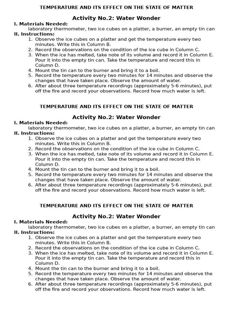Effects of Temperature on Matter | PDF | Temperature | Water