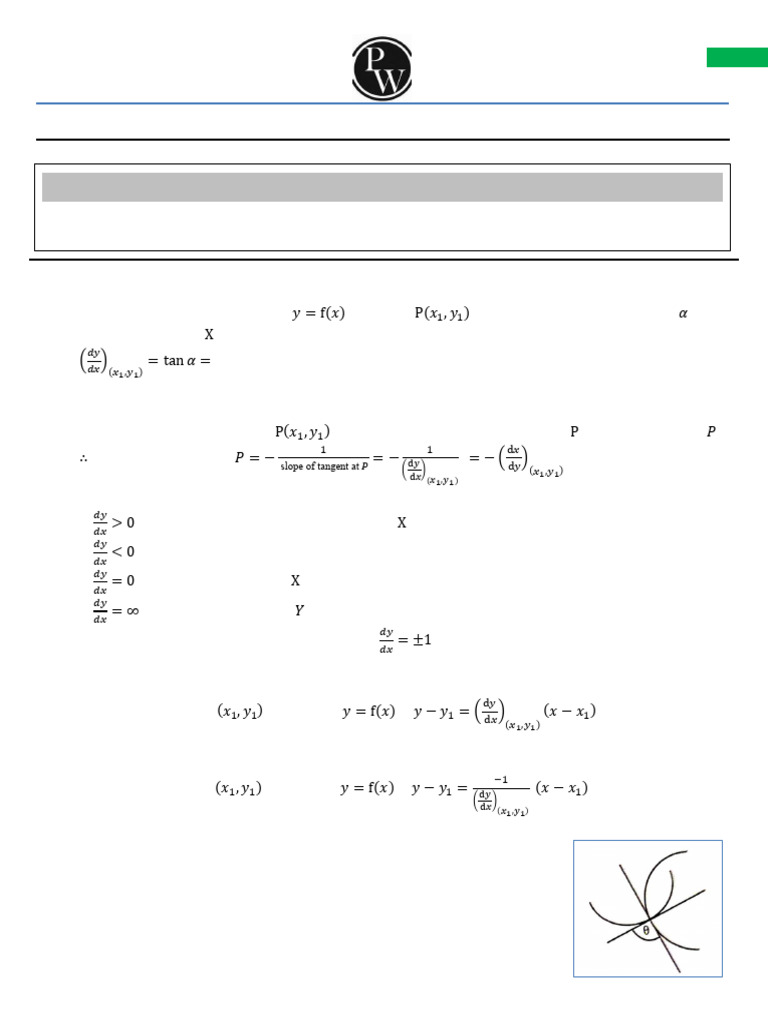 Class 12 Derivatives Formula Sheet | PDF | Area | Tangent