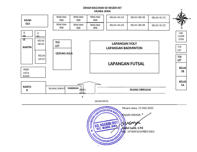 Denah SD Negeri 007 Muara Jawa | PDF