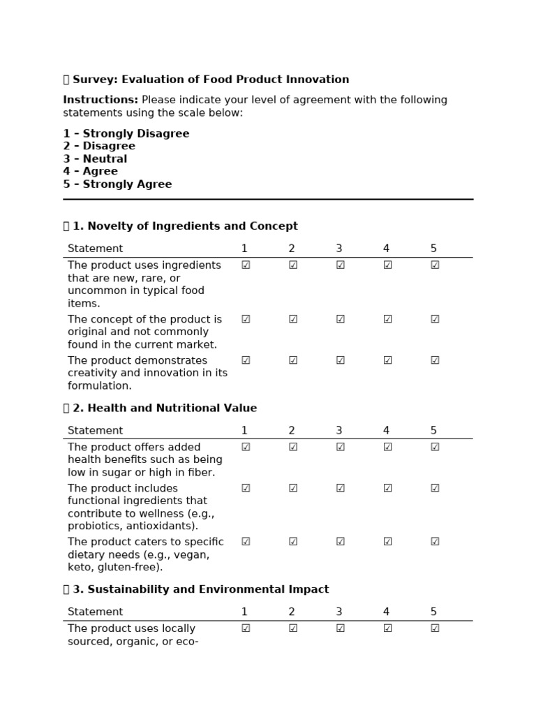 Food Innovation Survey | PDF