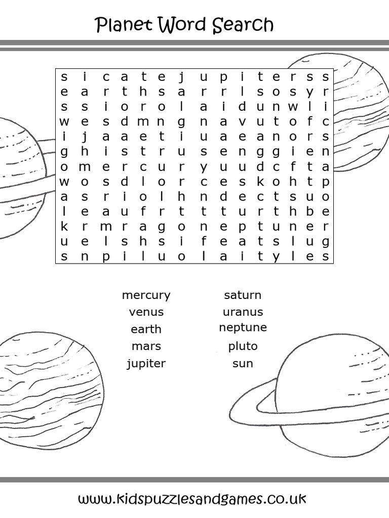 Planet Word Search Puzzle | PDF