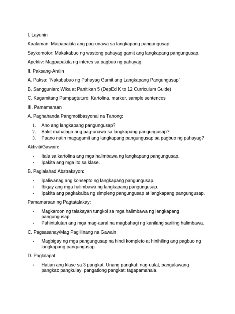Nakabubuo NG Pahayag Gamit Ang Langkapang Pangungusap | PDF