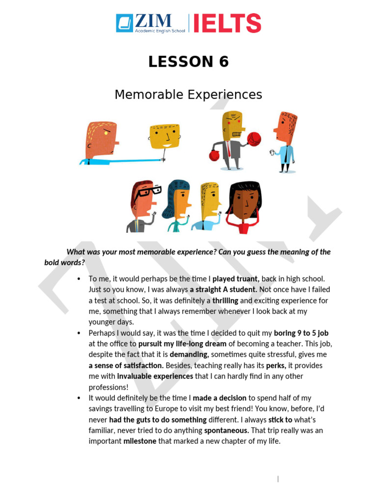 Memorable Life Experiences and Changes | PDF | Experience ...
