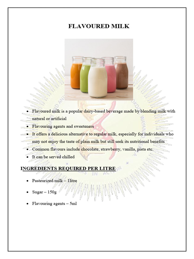 Flavoured Milk Production Guide | PDF