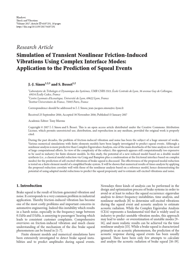 Simulation of Transient Nonlinear Friction-Induced | PDF | Stability ...