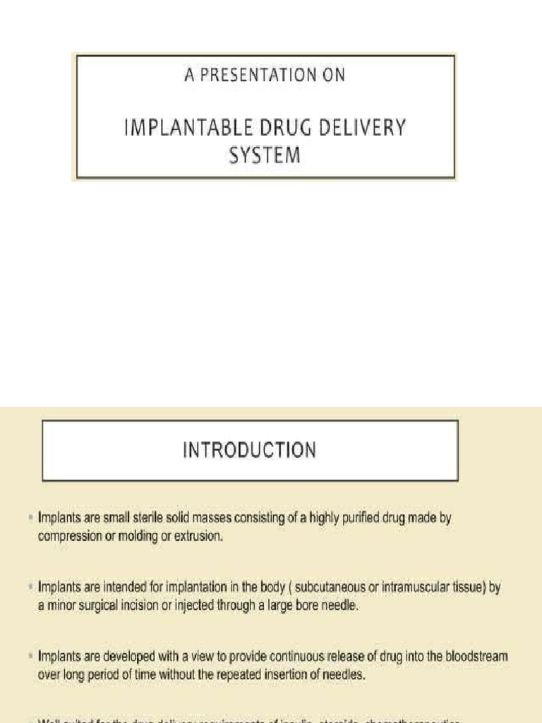 Implantable Drug Delivery System | PDF