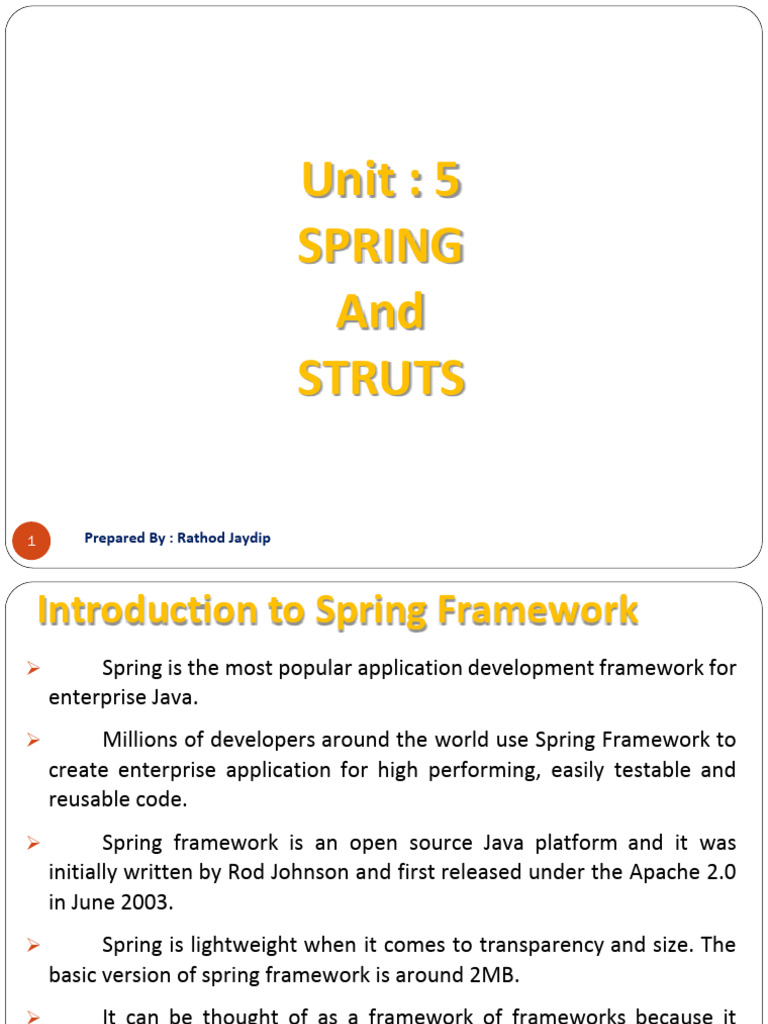 J2EE Unit 5 | PDF | Spring Framework | Model–View–Controller