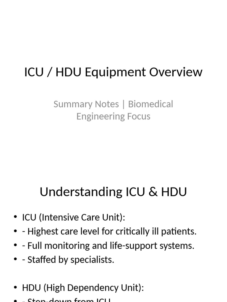 ICU HDU Equipment Overview | PDF