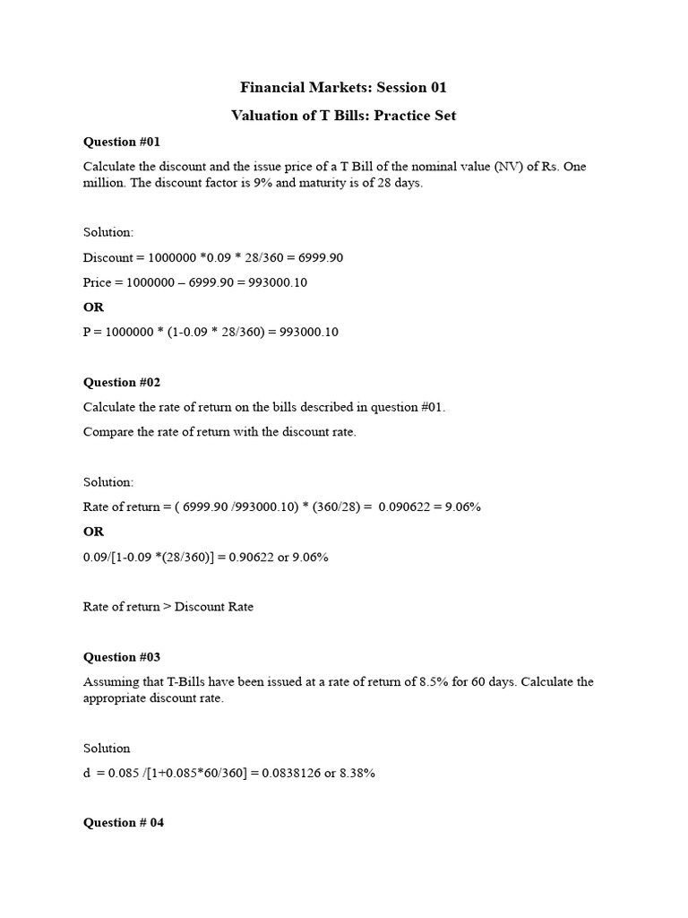 Solution To Practice Set 01 | PDF | Discounting | Discounted Cash Flow