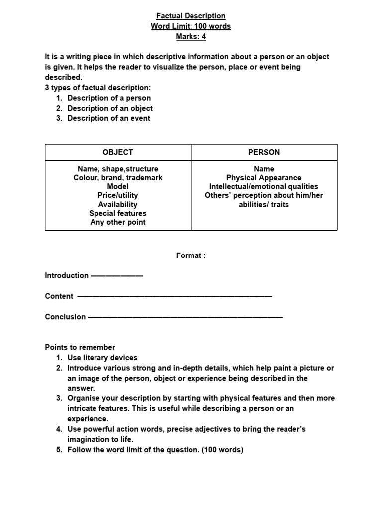 Factual Description | PDF | Face | Human Head And Neck