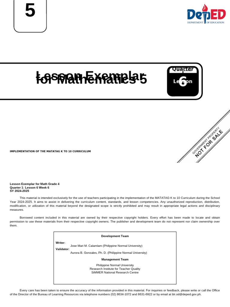 g5q1w6 Le Mathematics (Deped) | PDF | Area | Rectangle