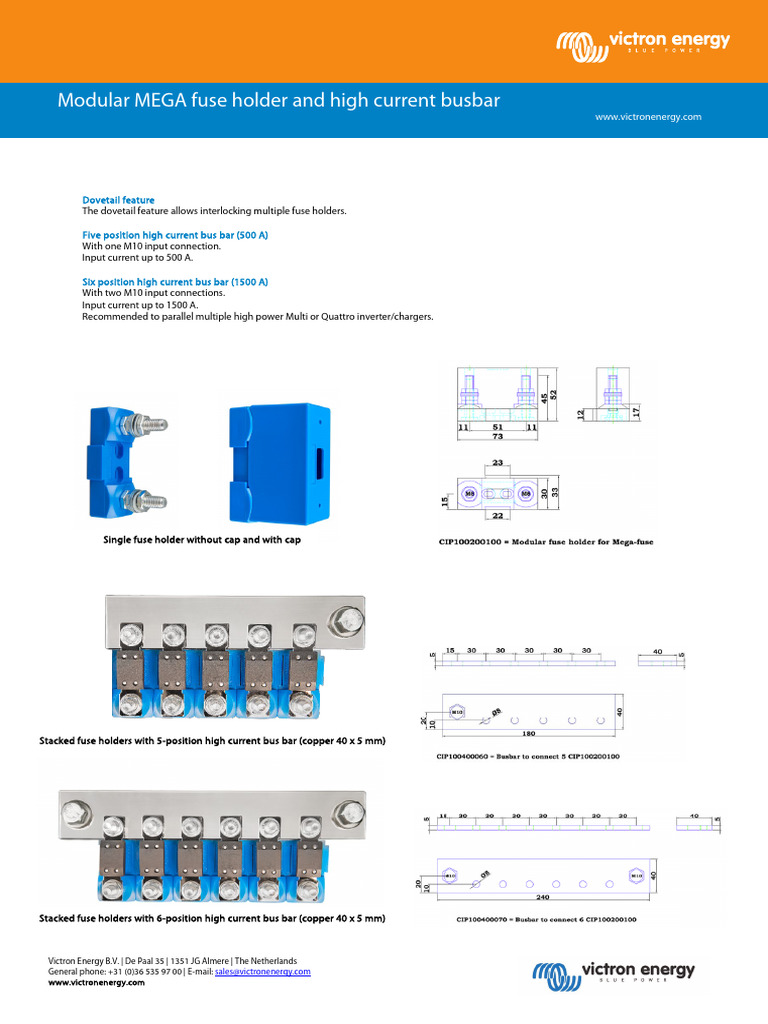 Datasheet Modular MEGA Fuse Holder and High Current Busbar en | PDF