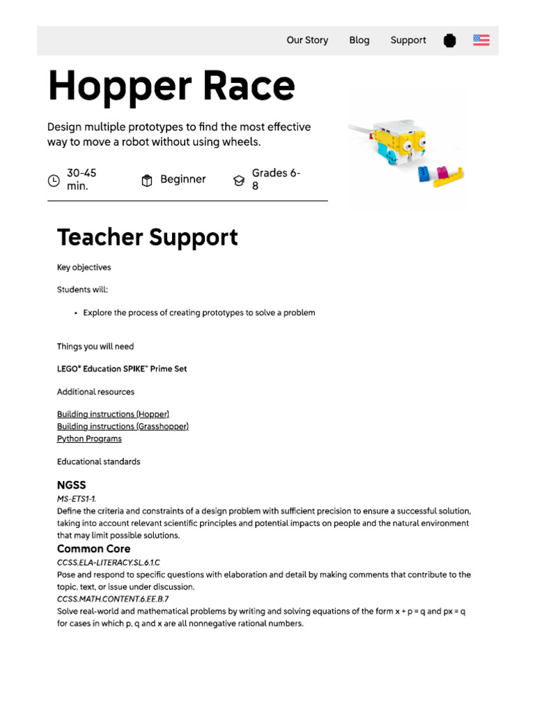 Hopper Race Lesson Plan | PDF