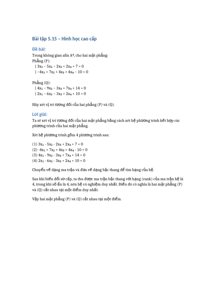 Bai Tap 5 15 Giai Theo Hinh Hoc Cao Cap | PDF