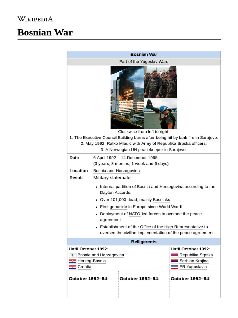 Bosnian War | PDF | Bosnian War | Bosnia And Herzegovina