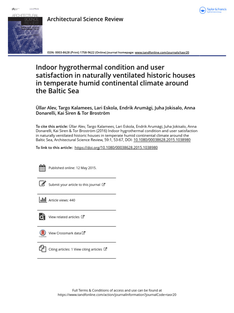 Indoor Hygrothermal Condition and User Satisfaction in Naturally ...