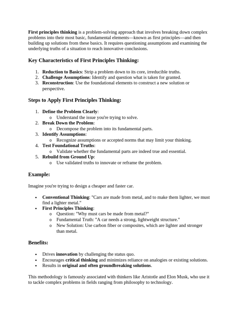 First Principles Thinking Explained | PDF | Logic | Aristotle