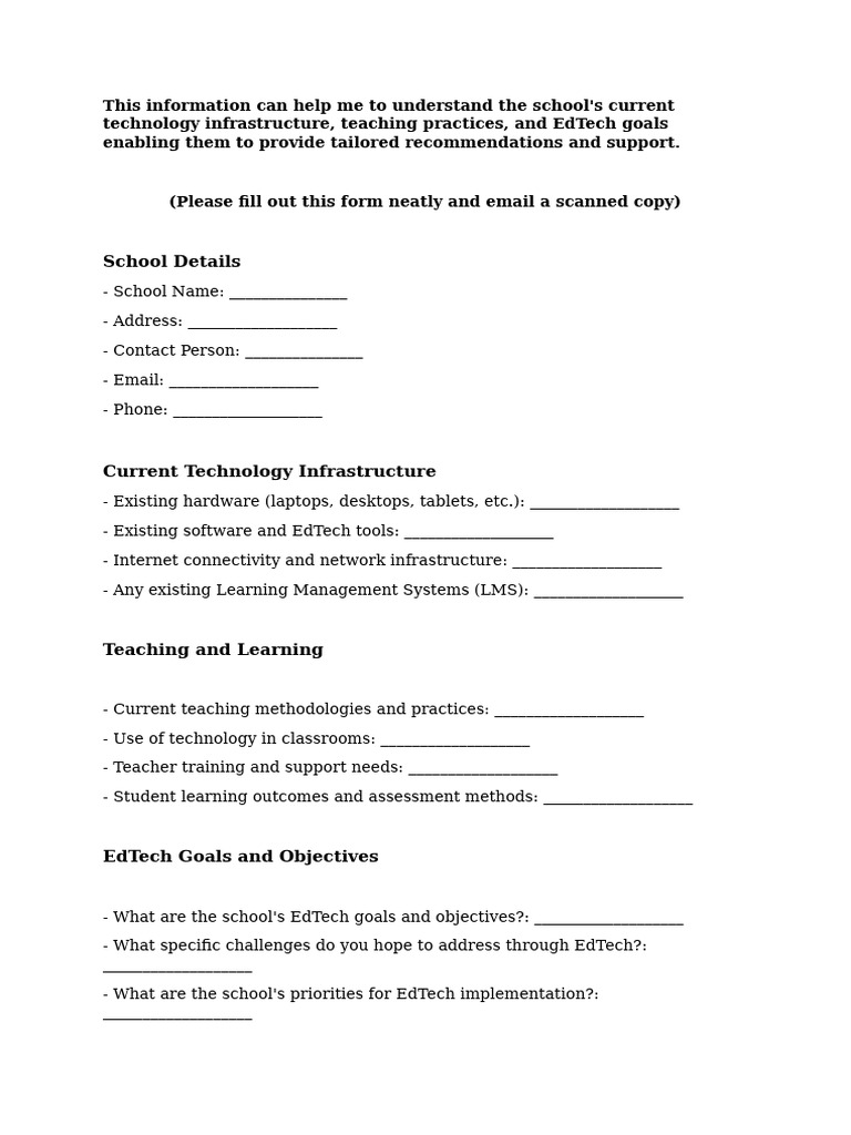 School Information Form | PDF