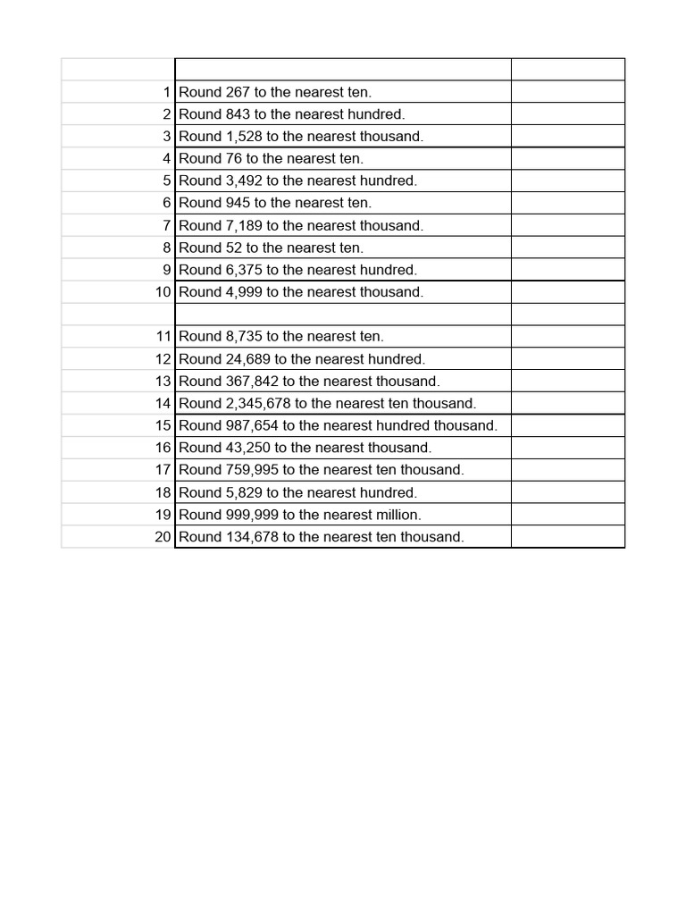 G5 Math Practice - Round Up Down - Printable Worksheet | PDF