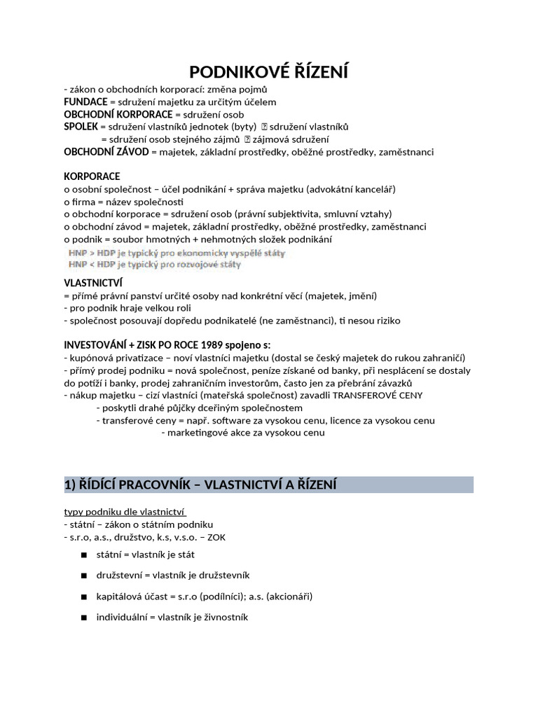 Prednasky Podnikove Rizeni Traxler | PDF