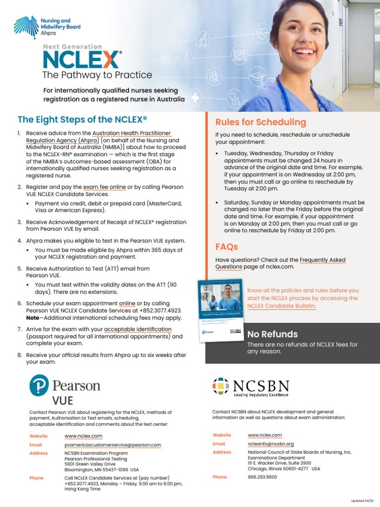 2024 NCLEX AHPRA Info Flyer FINAL | PDF | National Council Licensure Examination | Debit Card