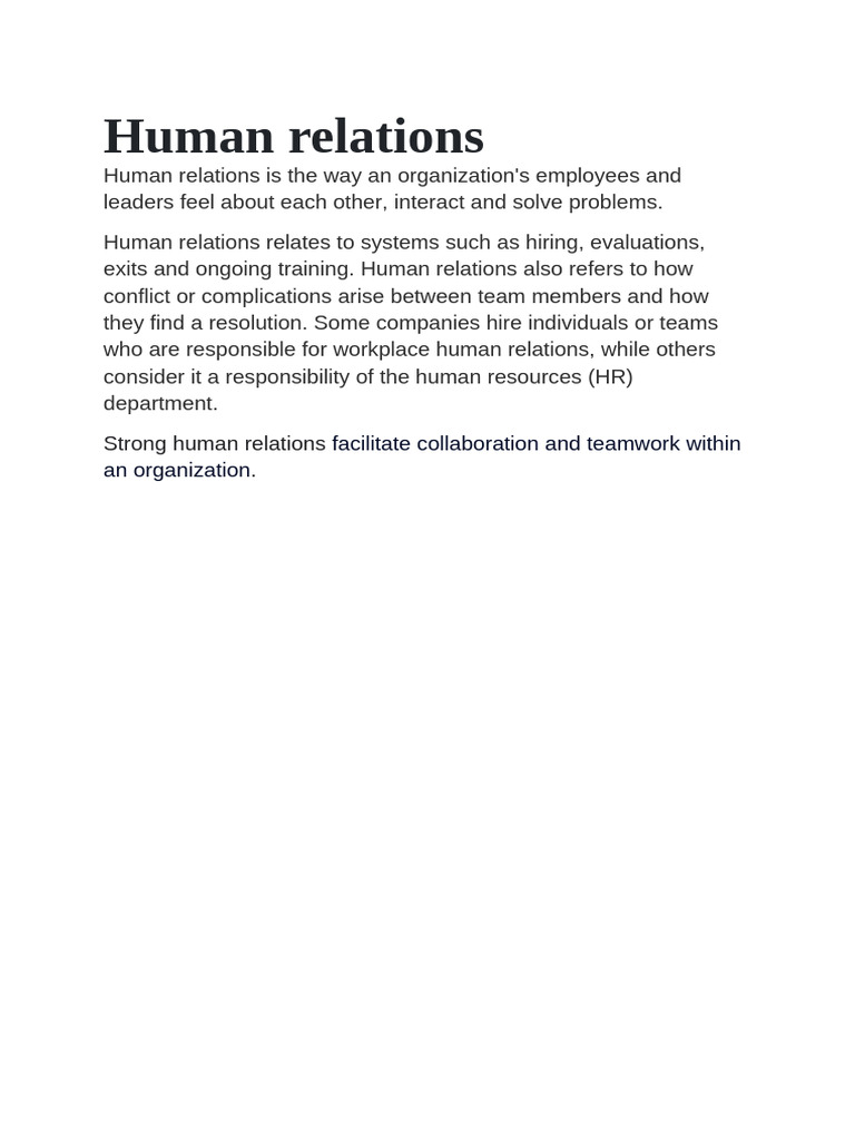 Human Relations | PDF