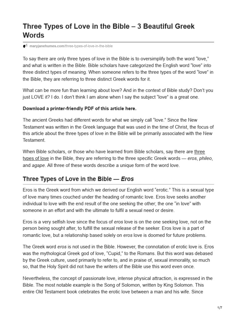 Three Types of Love in The Bible 3 Beautiful Greek Words | PDF | Love ...