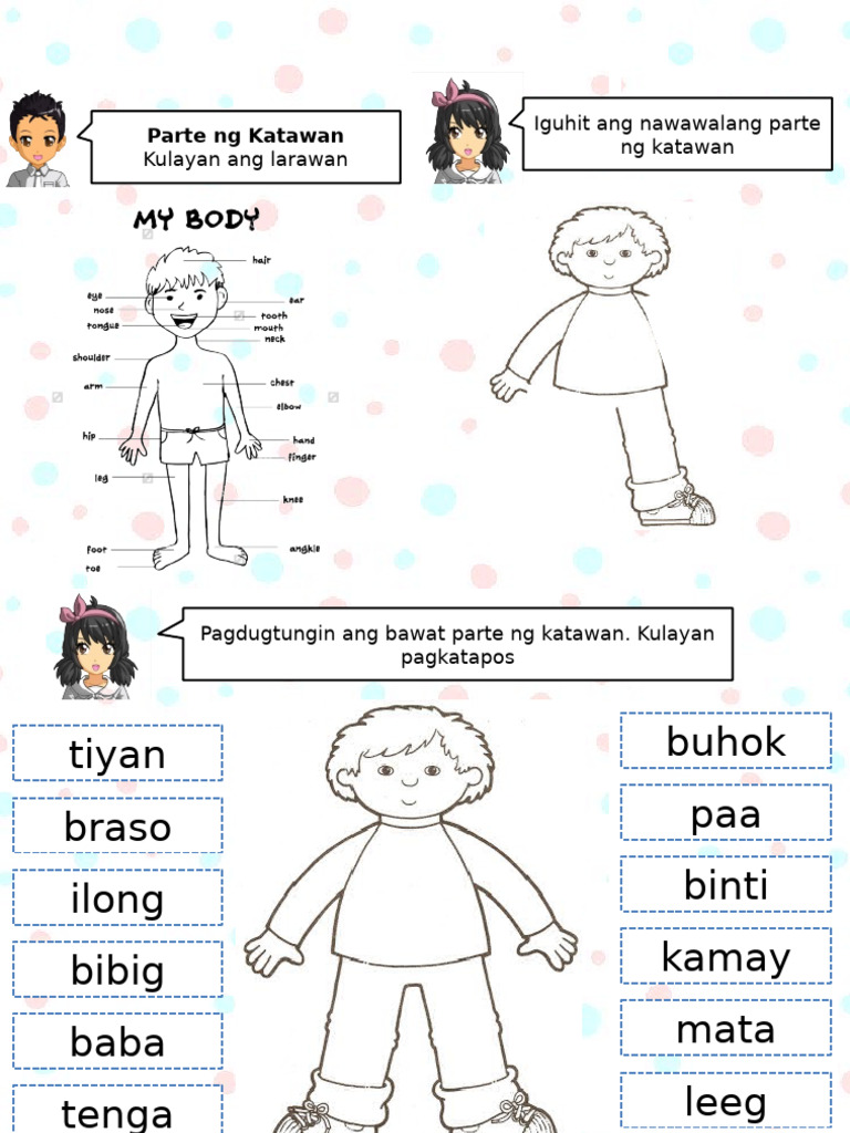 Kulayan Ang Larawan Iguhit Ang Nawawalang Parte NG Katawan | PDF