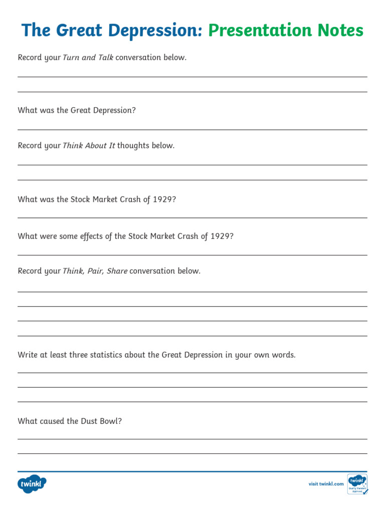Great Depression Presentation Notes | PDF