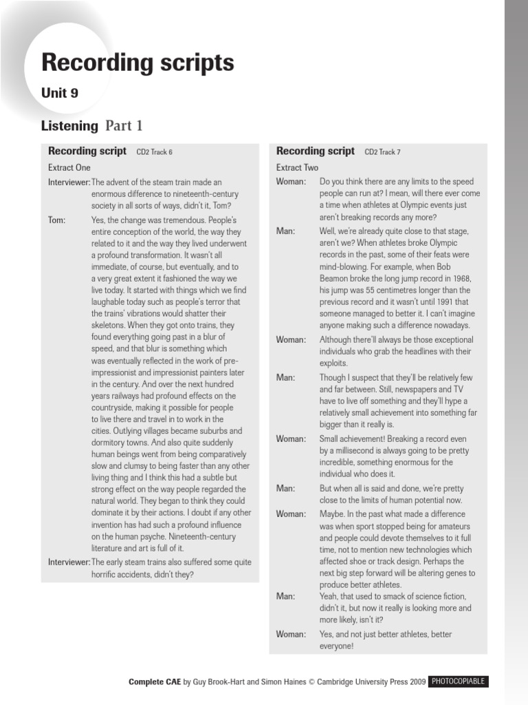 Complete Cae Advanced Unit9 Recording Script Student Version | PDF | Interstellar Travel